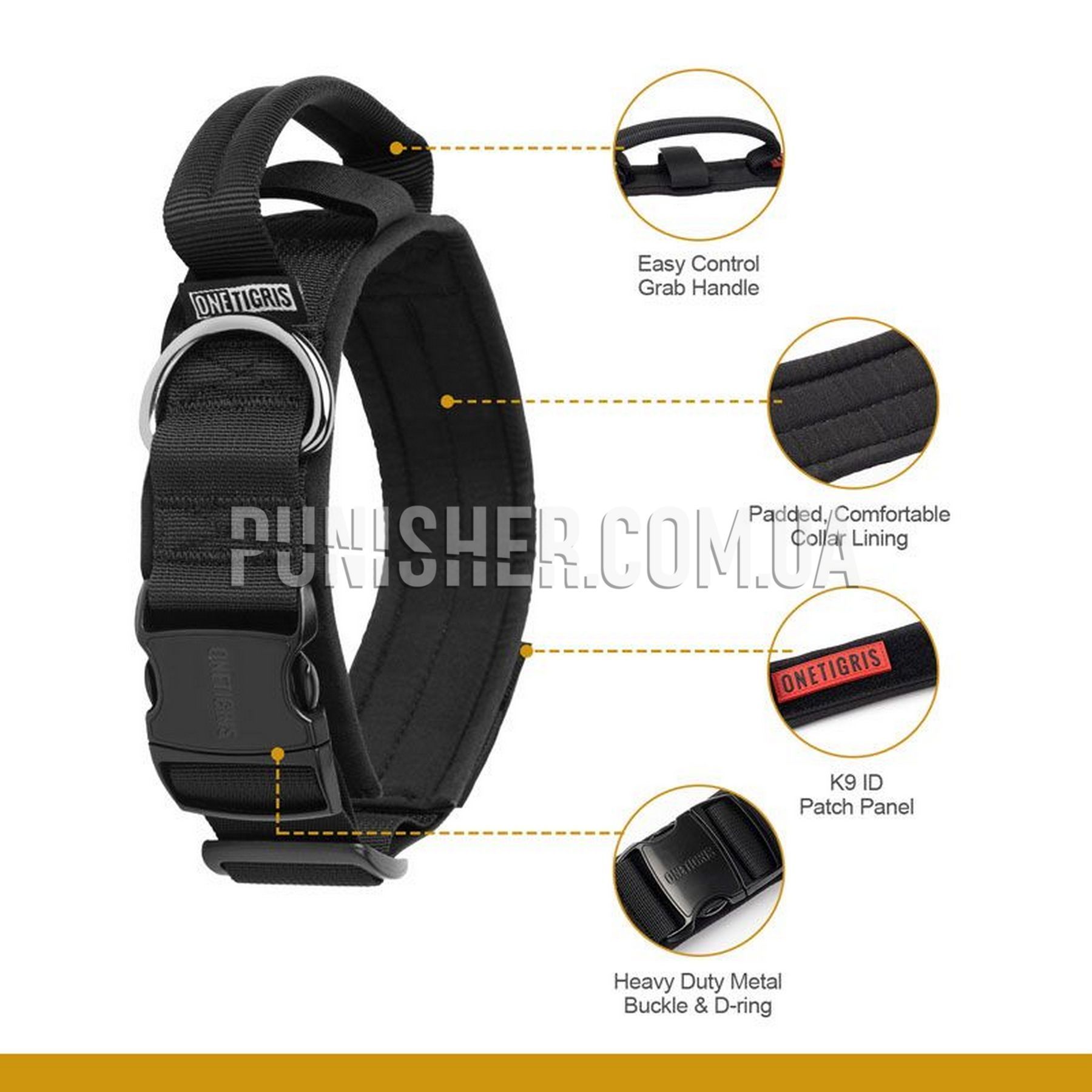 OneTigris Metal Buckled K9 Dog Collar 08 Black buy with international ...