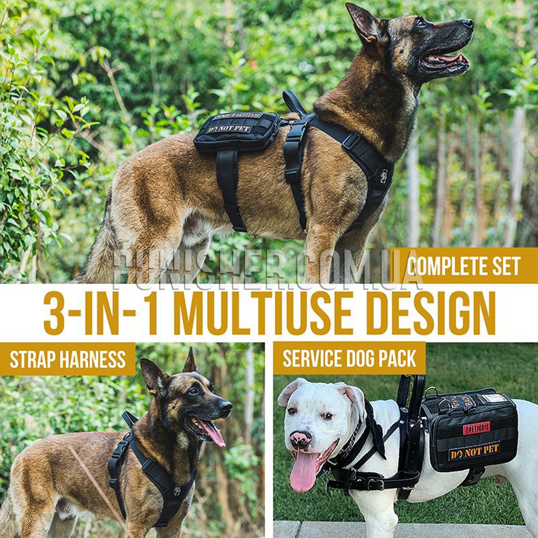 Шлея-жилет OneTigris Guardian Dog Harness з підсумком для собак Чорний ...